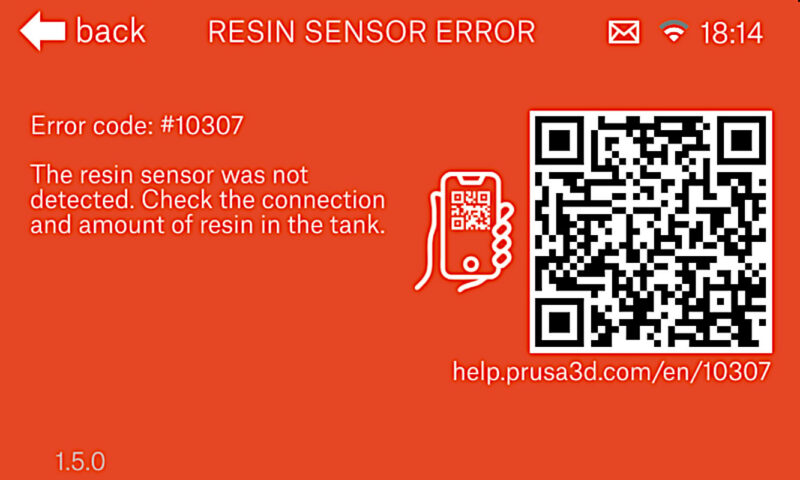 Códigos de error QR | Prusa Knowledge Base
