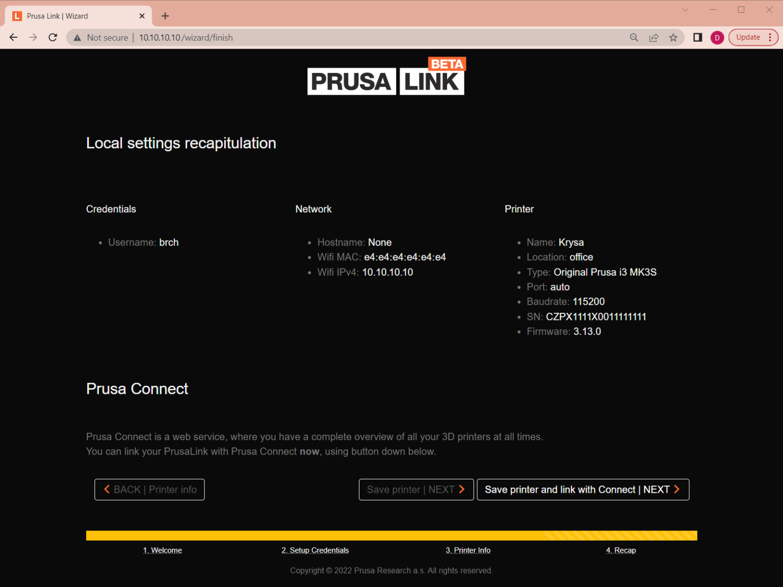 Configuration de PrusaLink et Prusa Connect (MK3/S/+) | Prusa Knowledge Base