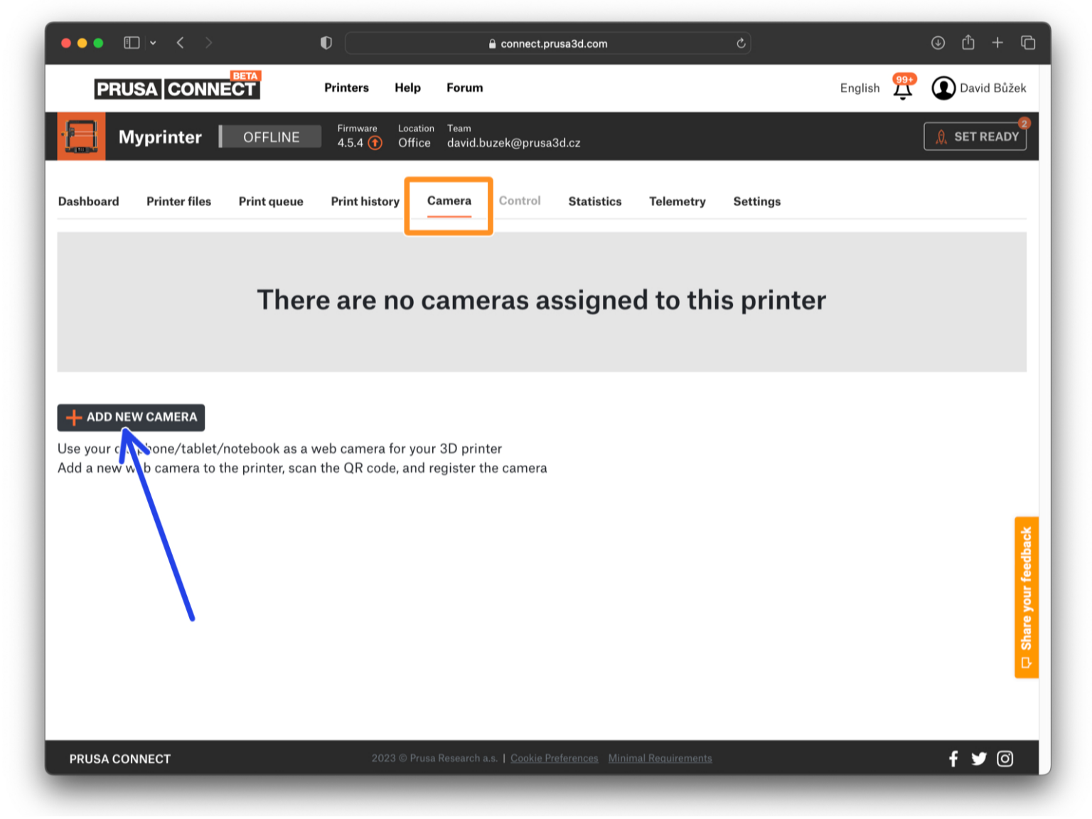 Camera setup for PrusaLink / Prusa Connect | Prusa Knowledge Base