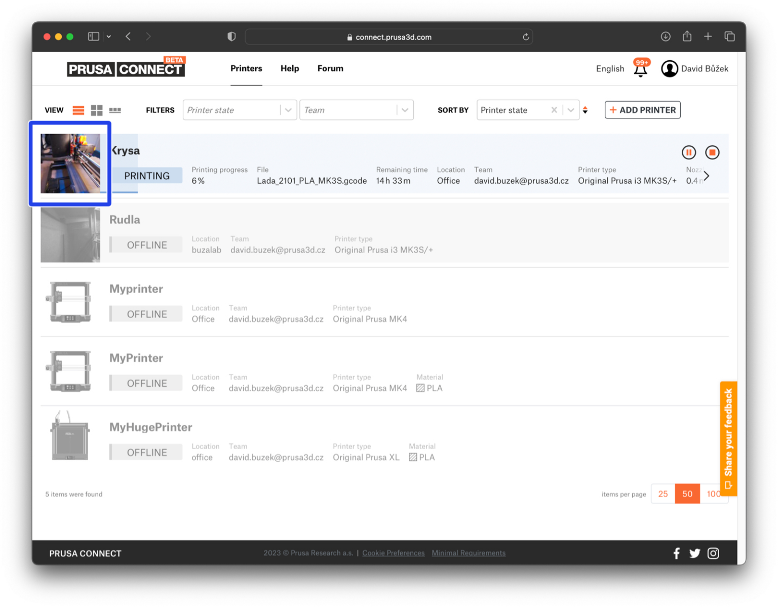 Camera setup for PrusaLink / Prusa Connect | Prusa Knowledge Base